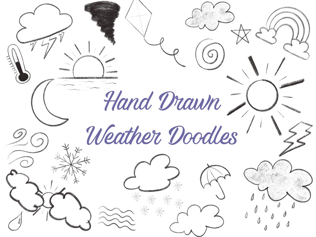 Hand Drawn Weather Doodles PNG Instant Download - Etsy