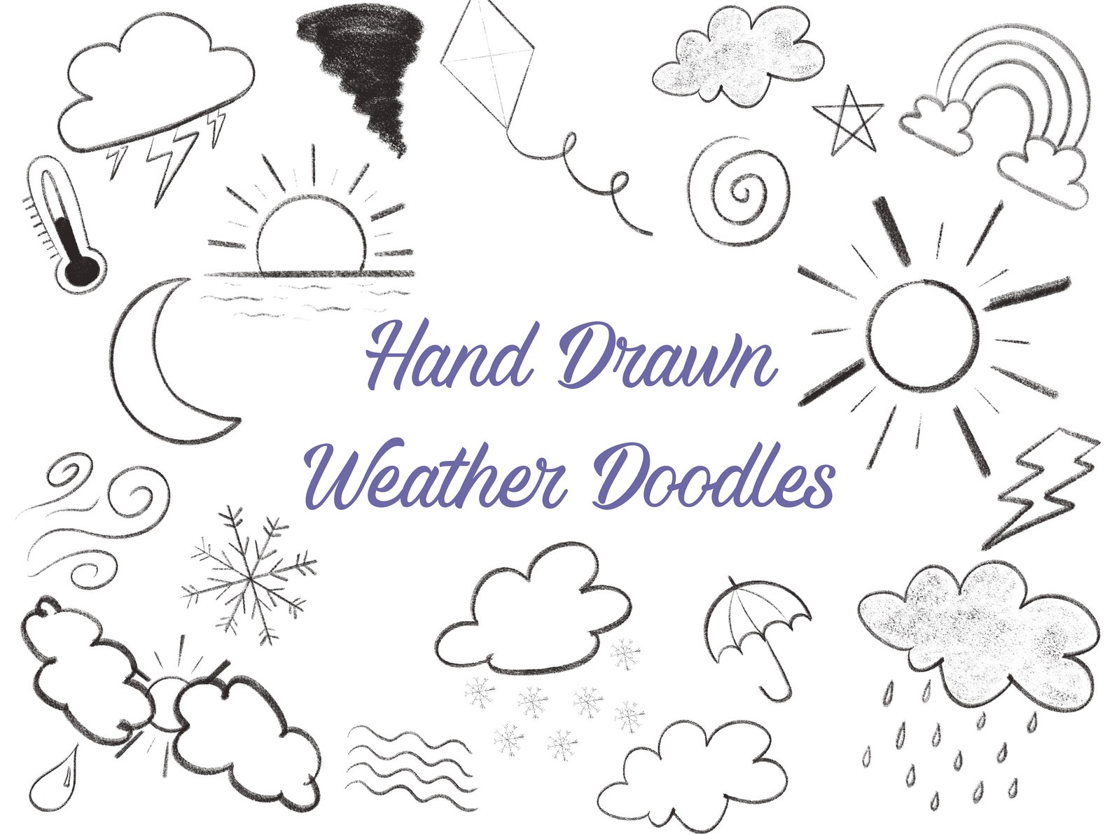 Hand Drawn Weather Doodles PNG Instant Download - Etsy