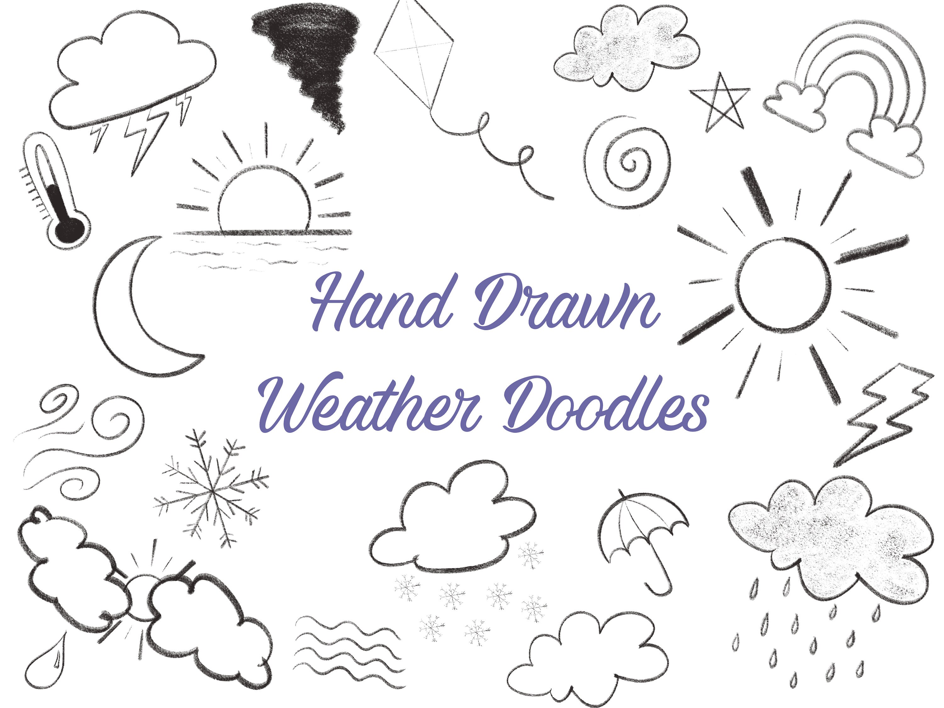 Hand Drawn Weather Doodles PNG Instant Download - Etsy