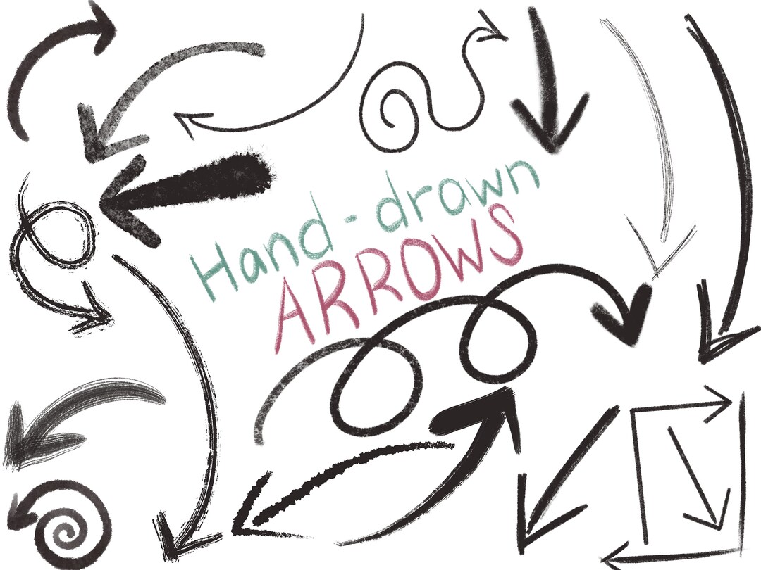 Hand Drawn Arrows PNG Instant Download Doodle Elements - Etsy