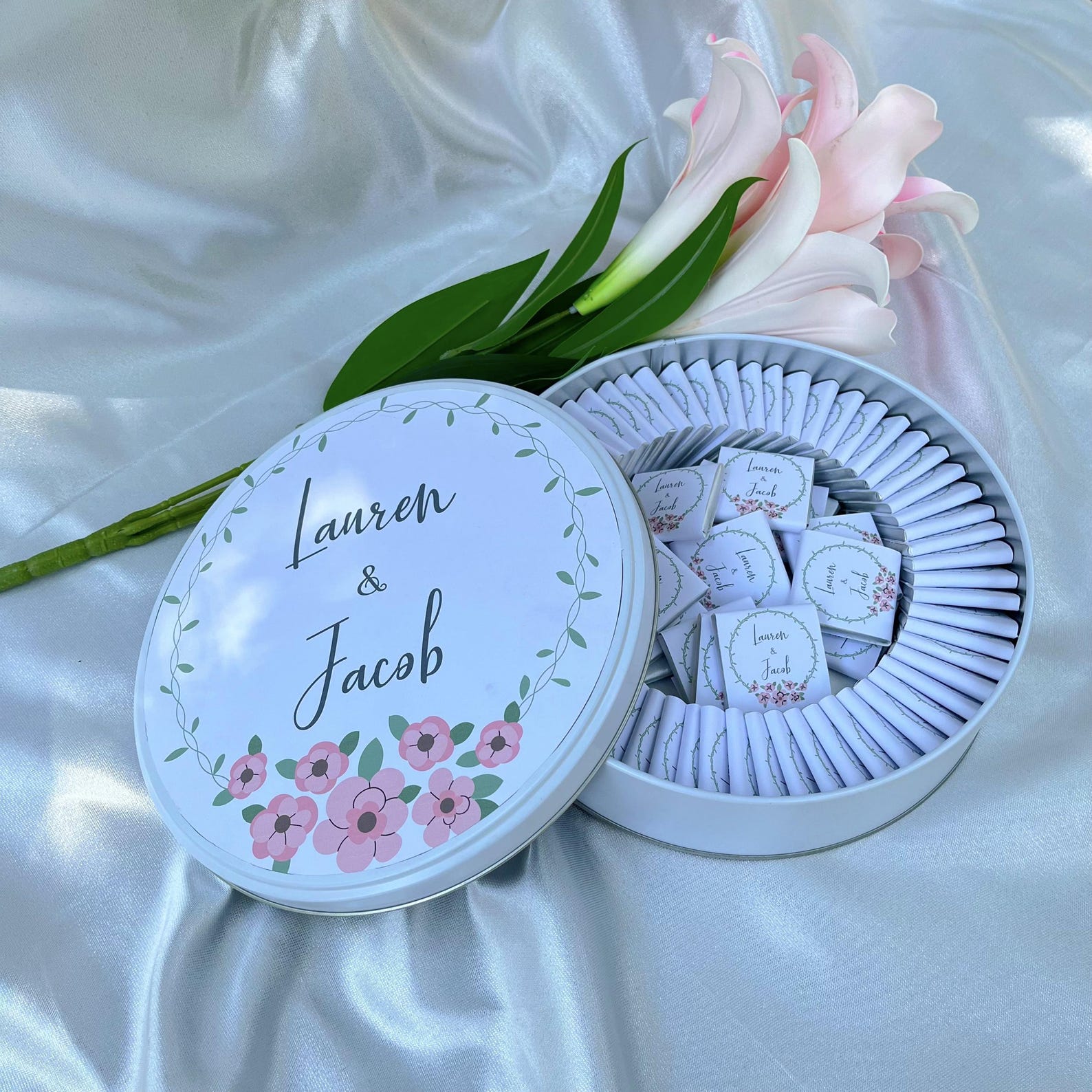 Wedding Chocolate Favors, Personalized Wedding Chocolate Metal Wedding ...