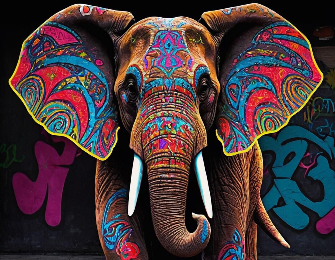 Multicolor Elephant 1, Printable Digital Product, Instant Download ...