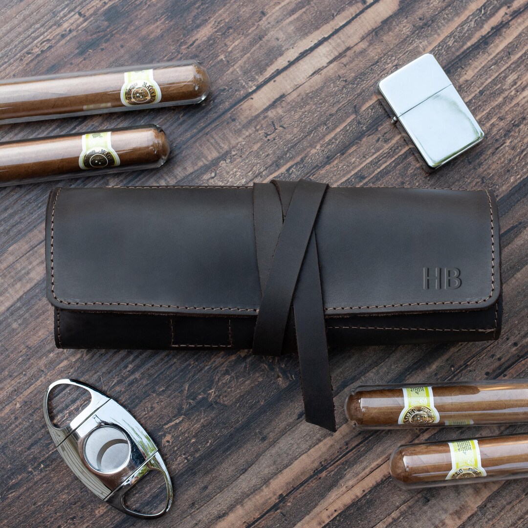 Premium Leather Cigar Case – Handcrafted With Secure Slots for Travel ...