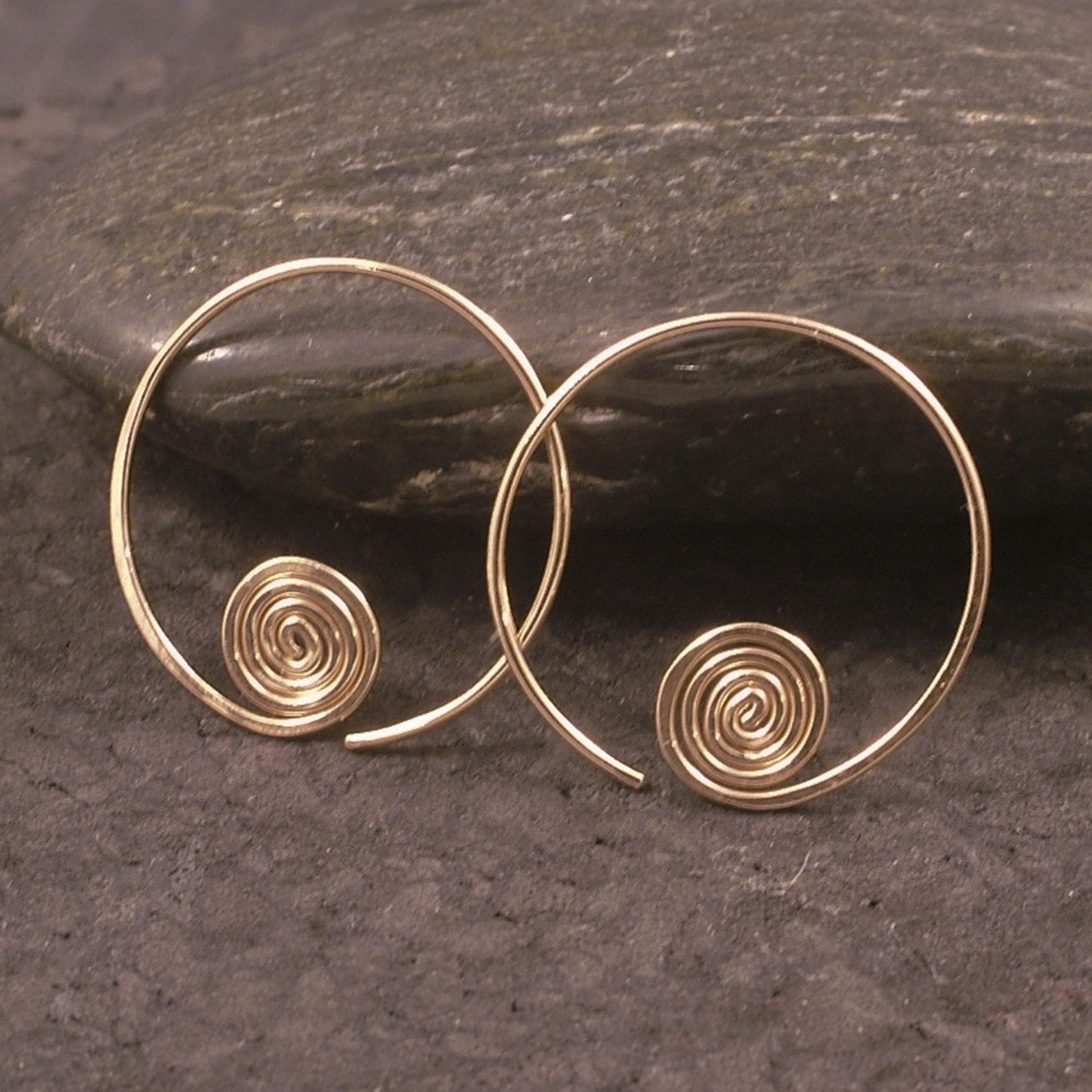 Rose Gold Hoops Pink Gold Hoop Earrings Simple Classic - Etsy