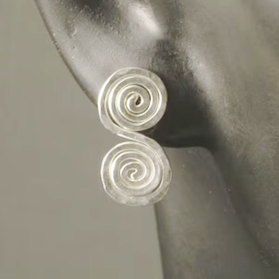 Infinity Silver Post Earrings - Spiral Studs - Double Swirl Stud ...
