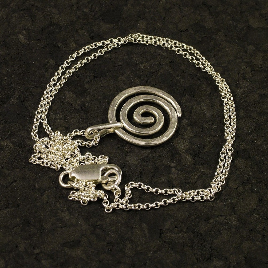 Silver Spiral Necklace Sterling Eternity Pendant Hammered - Etsy