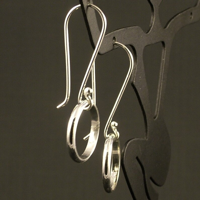 Silver Dangle Earrings Simple Small Hoops of Argentium - Etsy