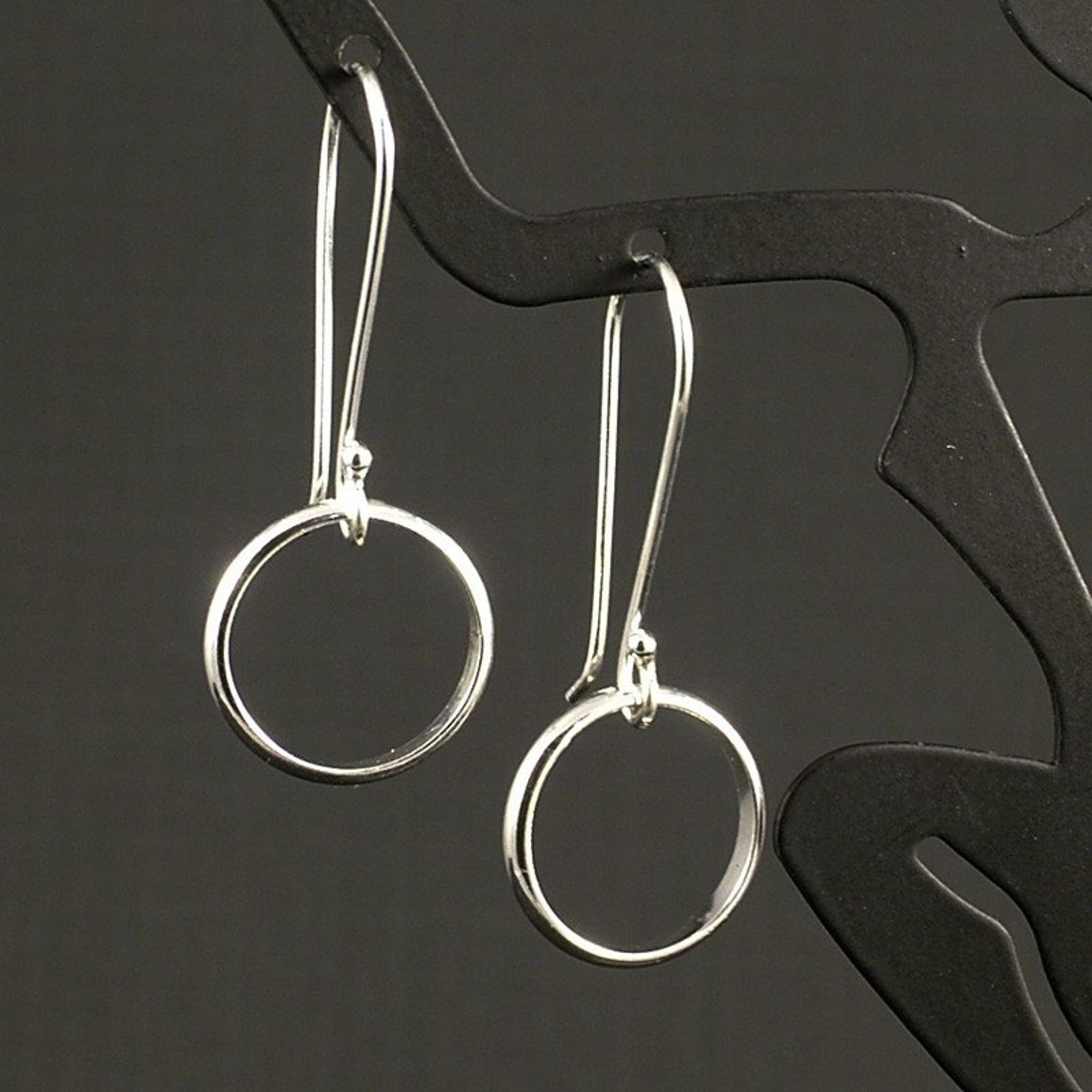 Silver Dangle Earrings Simple Small Hoops of Argentium - Etsy