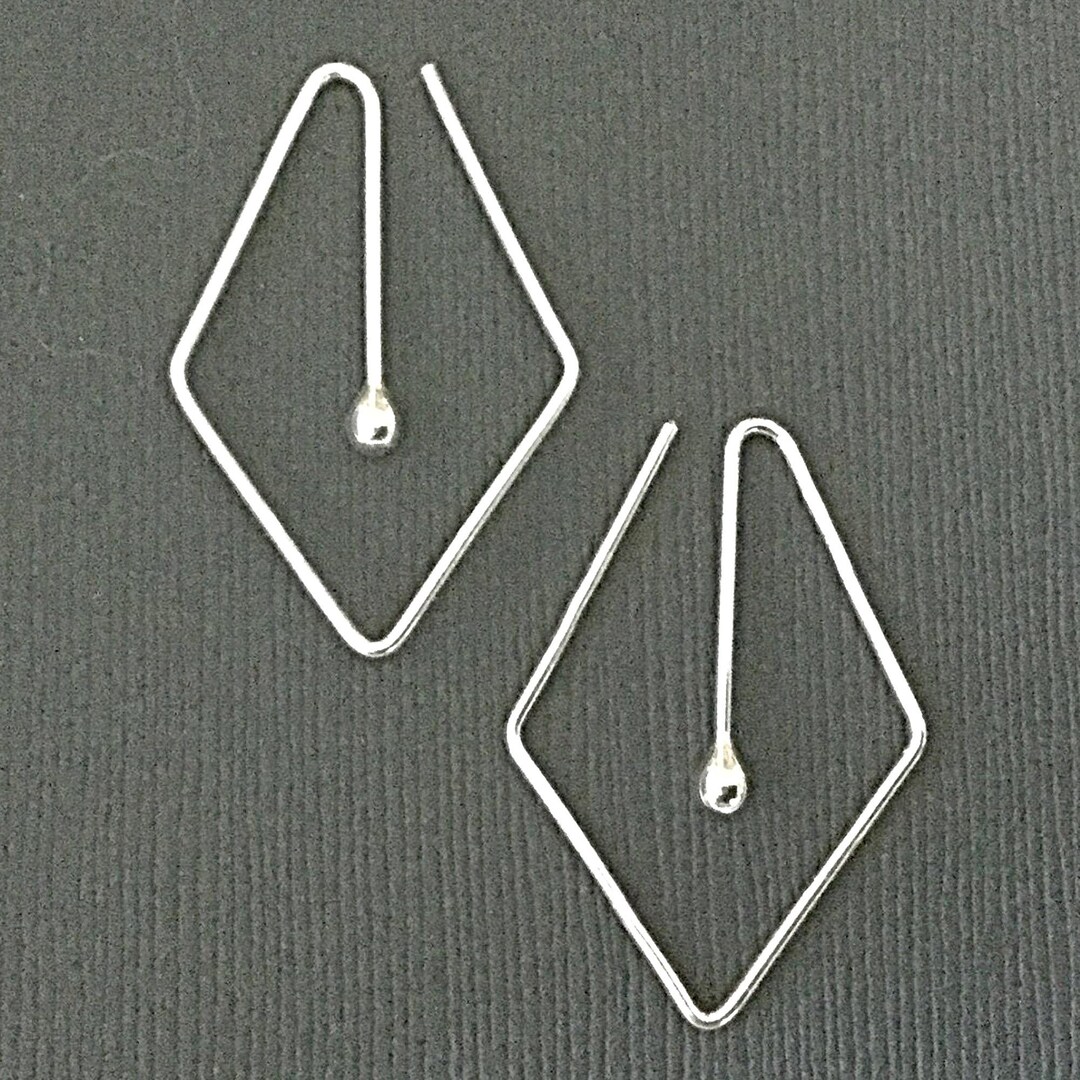 Modern Silver Diamond Hoops * Handmade Artisan Argentium Sterling ...