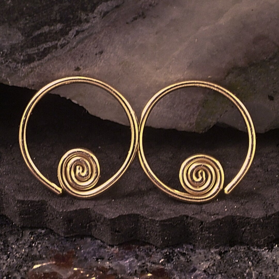 Rose Gold Sleeper Hoops * Pink Gold Hoop Earrings With a Swirl ...
