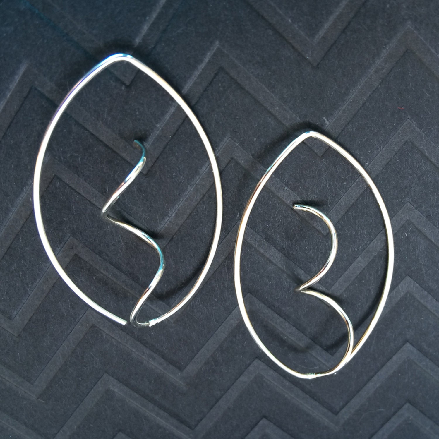 Silver Hoops With a Twist Unique Silver Swirl Hoops 3D | Etsy