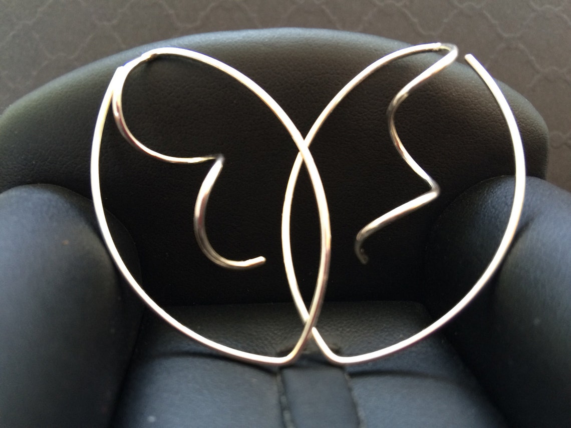 Silver Hoops With a Twist Unique Silver Swirl Hoops 3D - Etsy