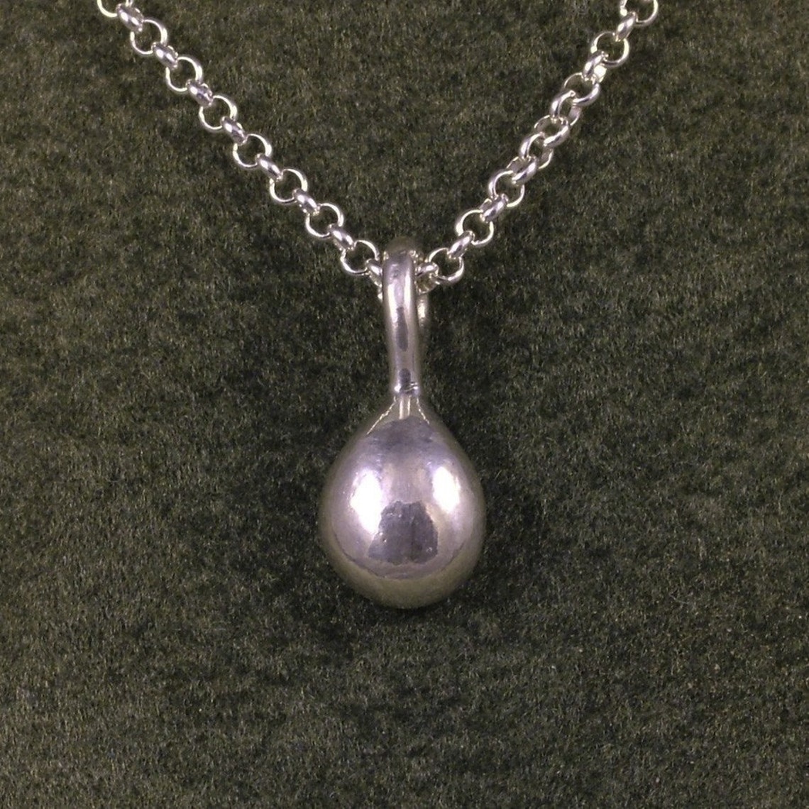 Silver Drop Pendant With Chain / Solid Argentium Sterling Tear - Etsy