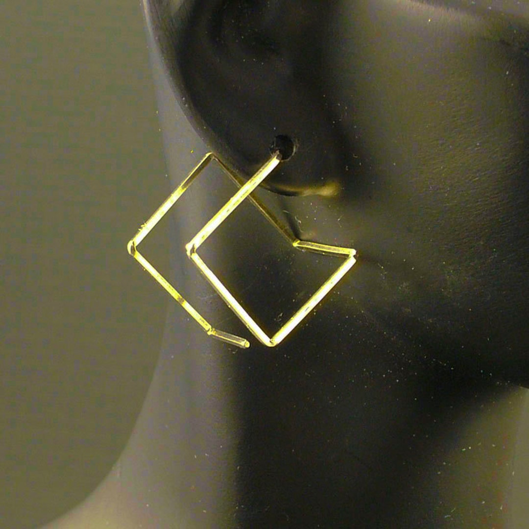 Gold Earrings Modern Gold Earrings Square Gold Earrings Simple Gold ...