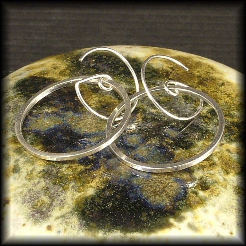 Modern Silver Hoops / Unique Floating Hoop Design / A | Etsy Canada