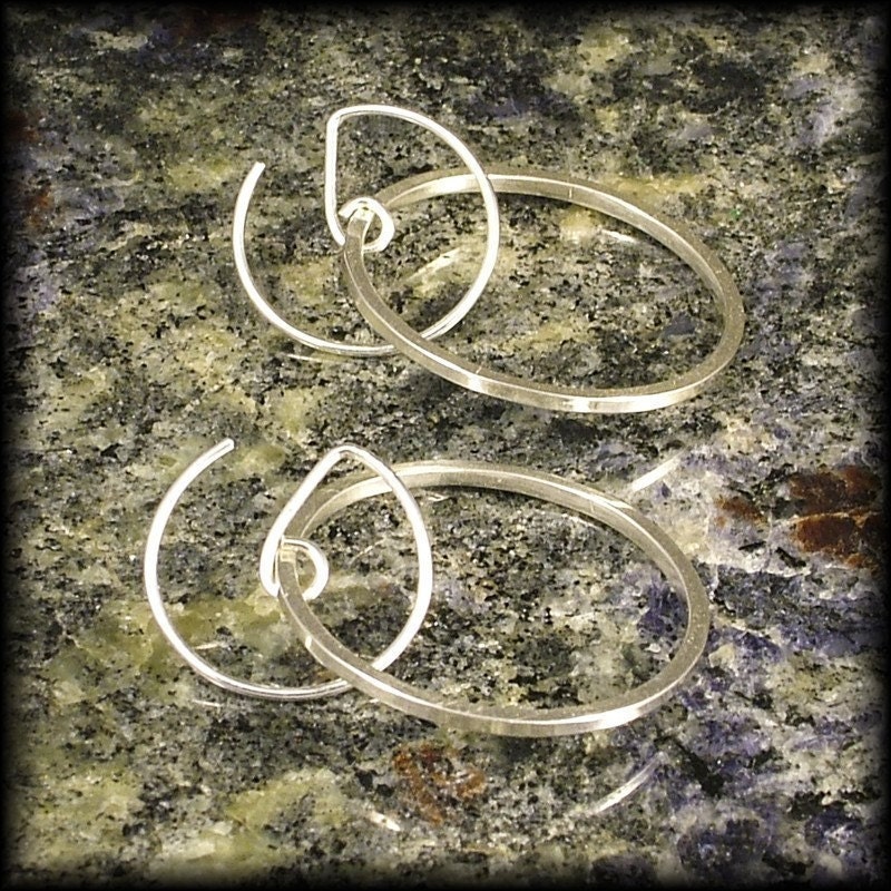 Modern Silver Hoops / Unique Floating Hoop Design / A | Etsy Canada