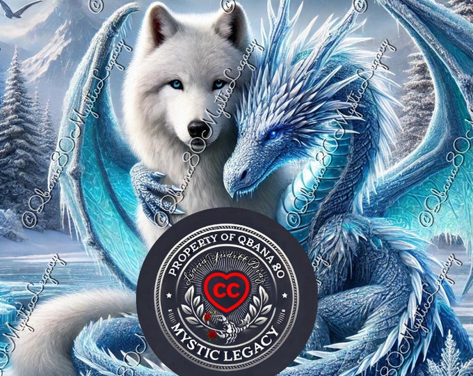 Ice Dragon and Wolf, Winter Fantasy, Mythical Creatures, Snowy Forest ...