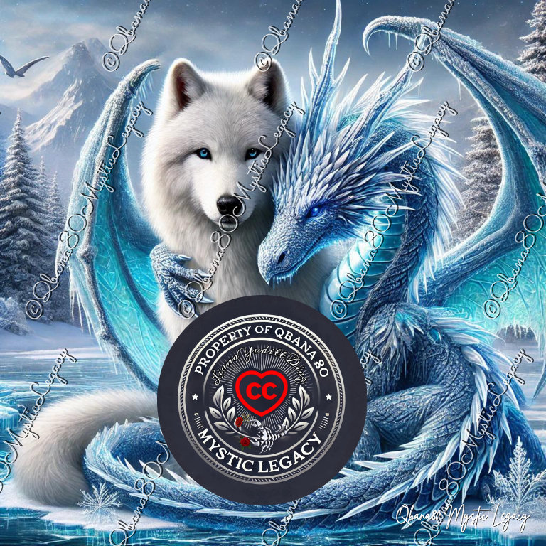 Ice Dragon and Wolf, Winter Fantasy, Mythical Creatures, Snowy Forest ...