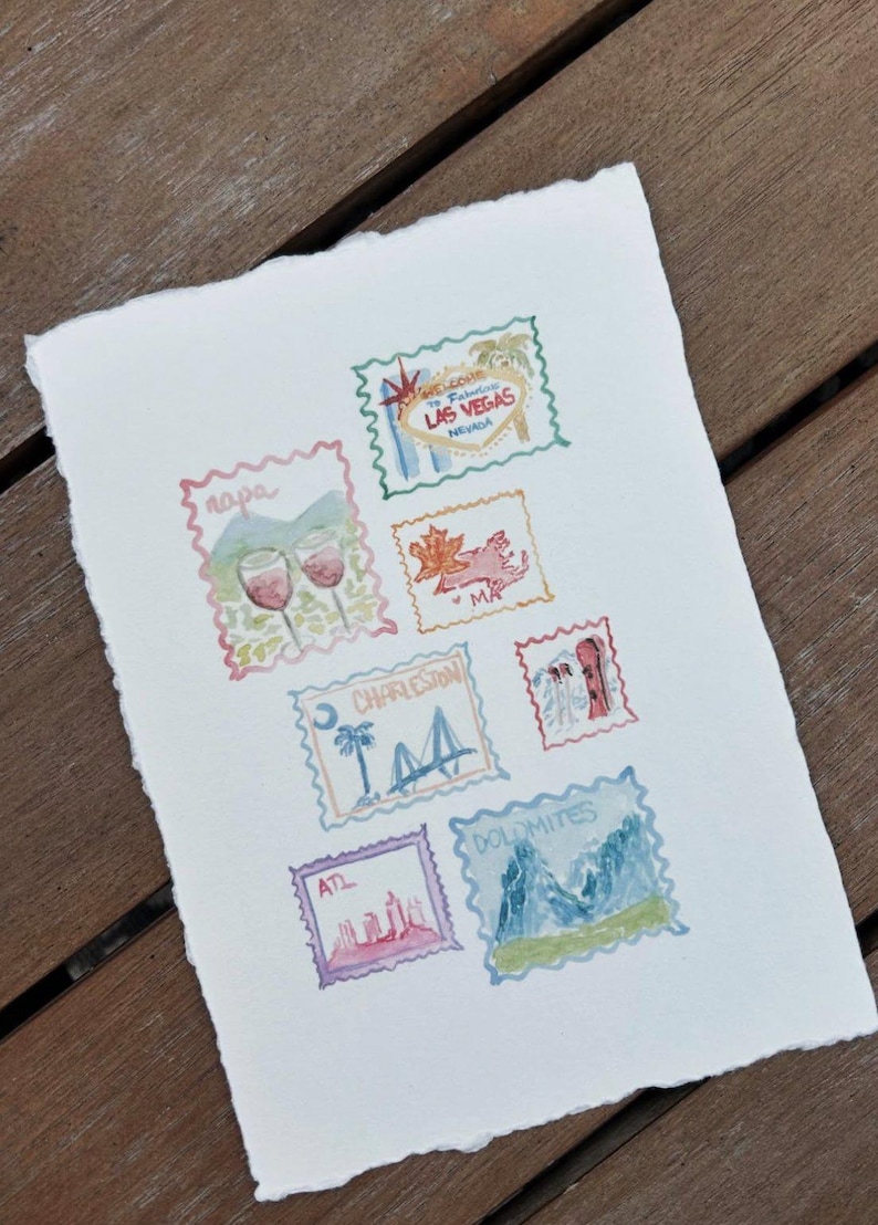 Personalized Handmade Watercolor Stamp Collection - Custom Painting ...