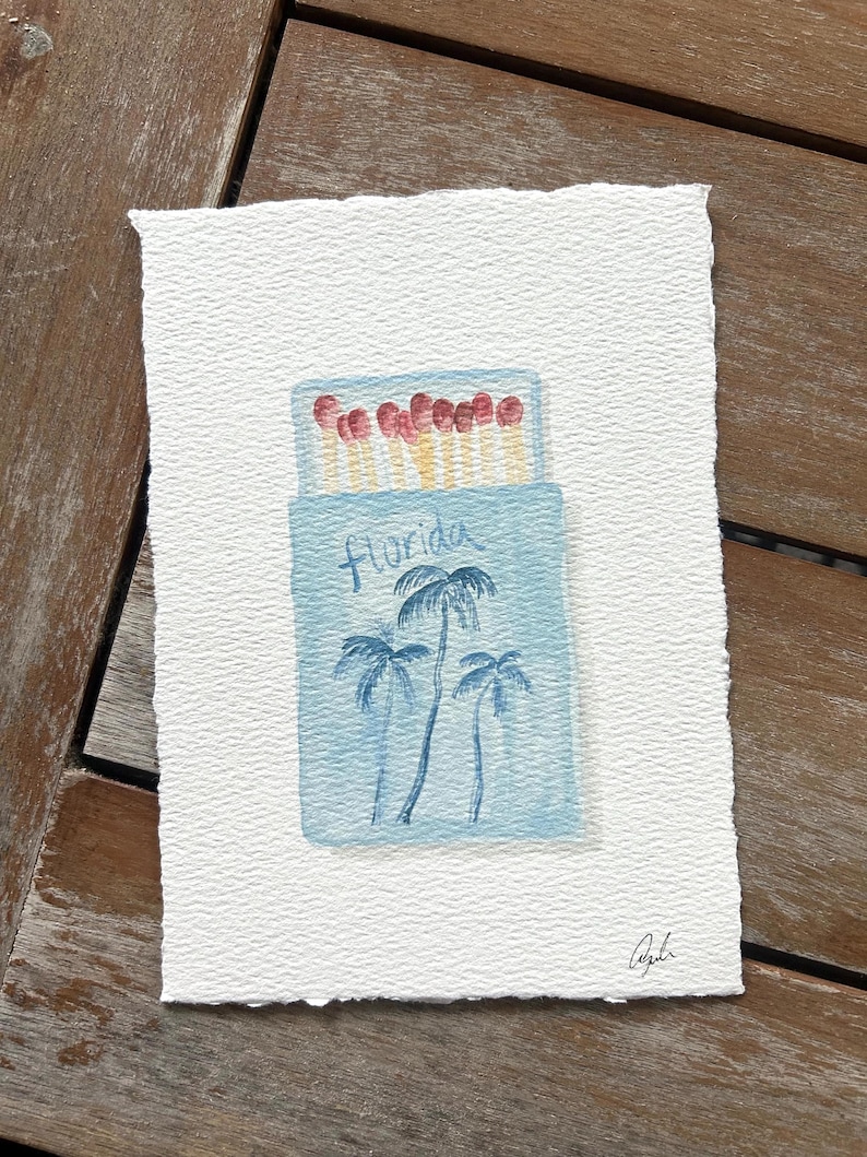 Florida Coastal Palm Tree Matchbox Print - 5"x7" or 8"x10" Print ...