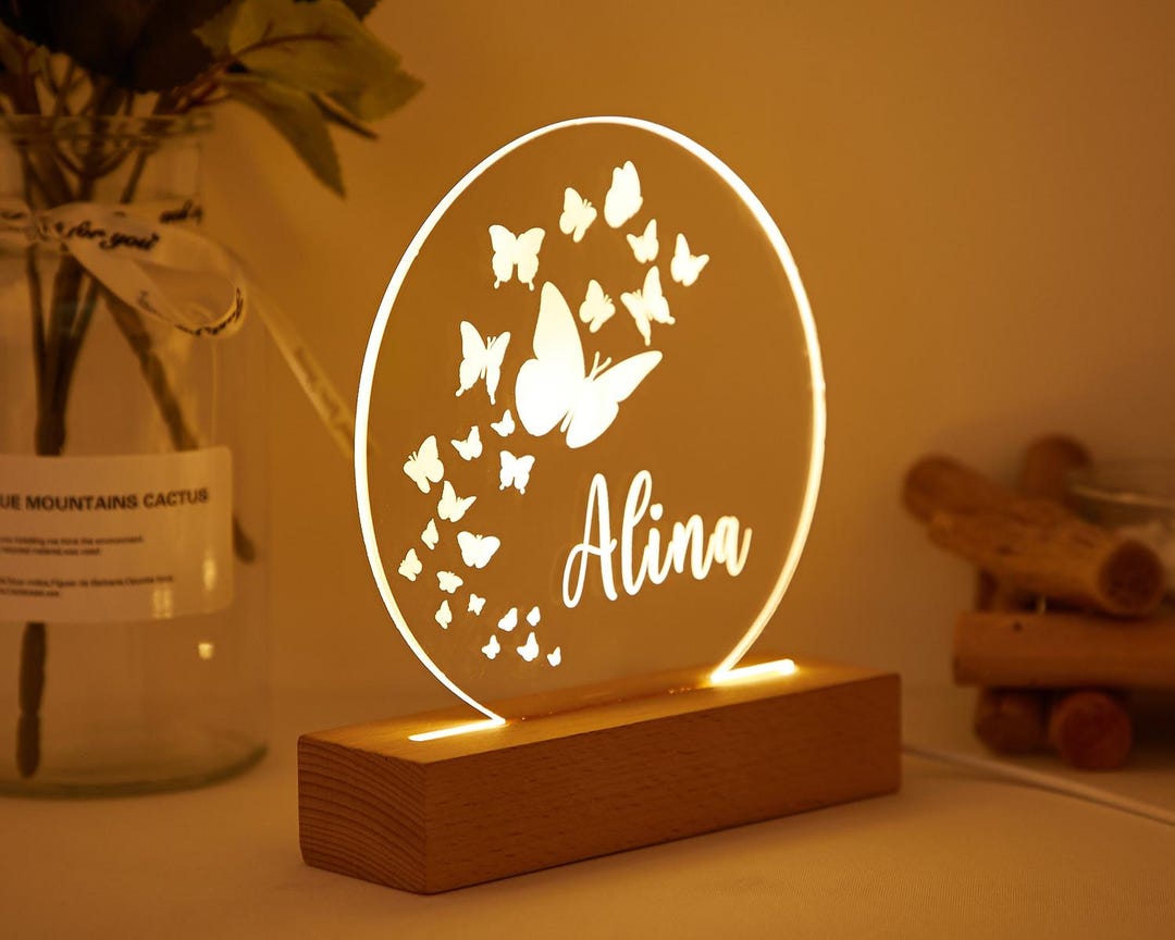 Custom LED Butterfly Name Light Kids,personalize With Your Name Night ...