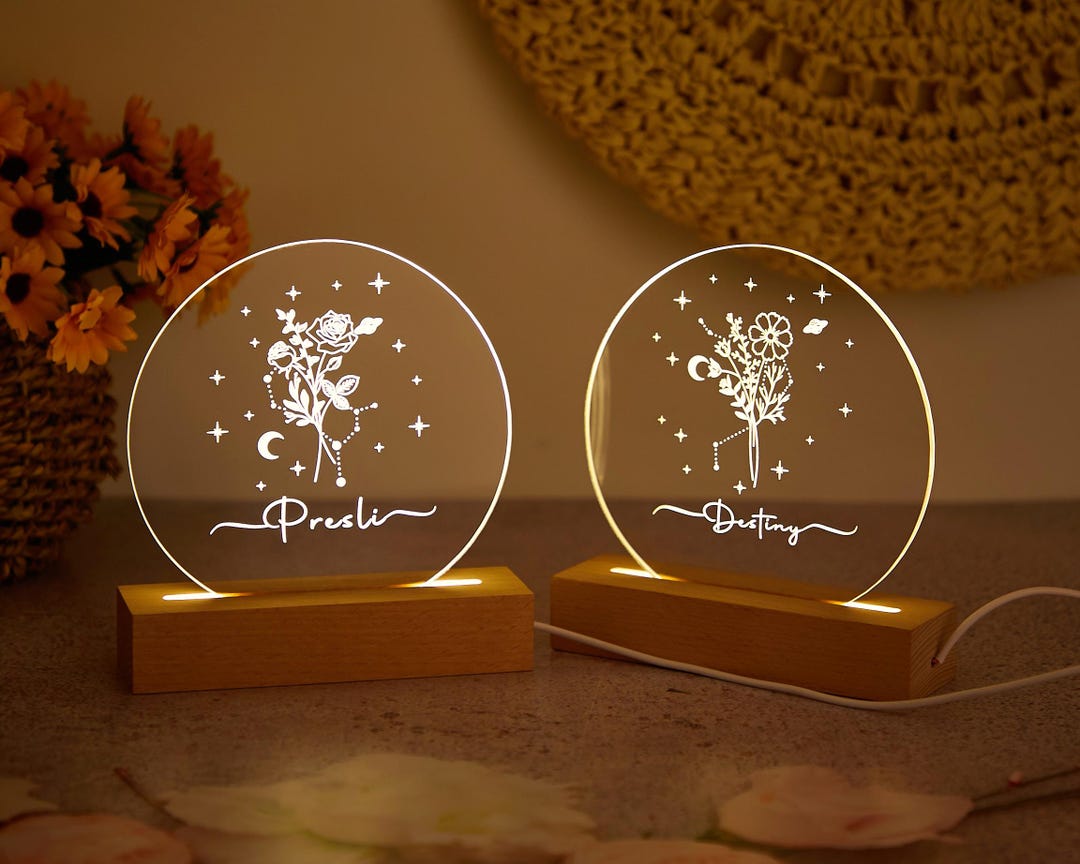 Personalized Flower Night Light With Name,custom Night Light,baby ...
