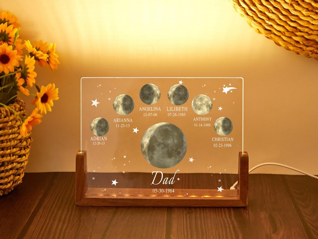 Personalized Moon Phase by Night Light Date Gift,mom DAD Moon Phase ...
