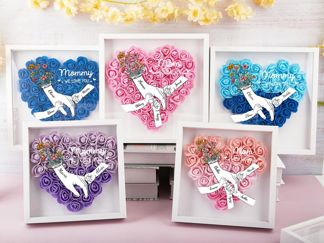 Personalized Mom Flower Shadow Box With 1-10 Child's Names,mother's Day ...