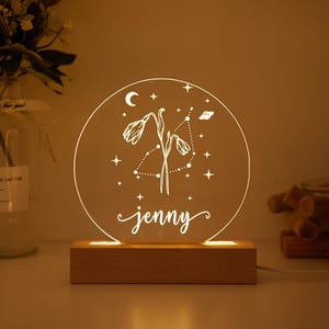 Personalized Month Flower Night Light,custom Night Light With Name,baby ...
