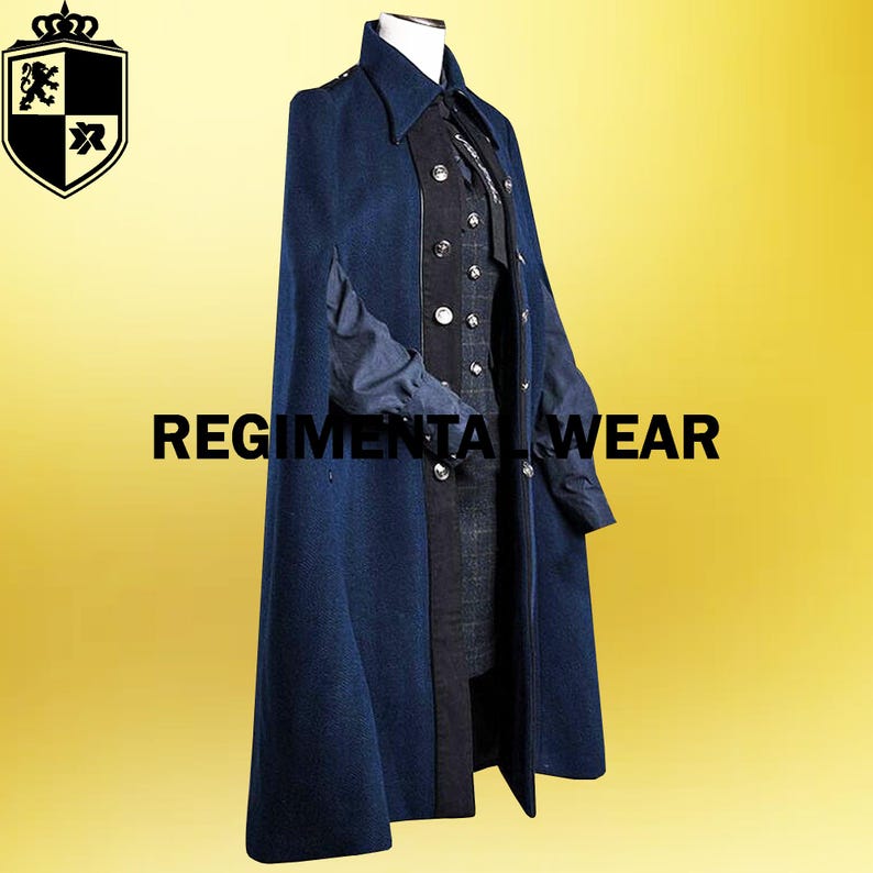 Men's Navy Blue Wool Inverness Cloak - Victorian Military Cape - Etsy