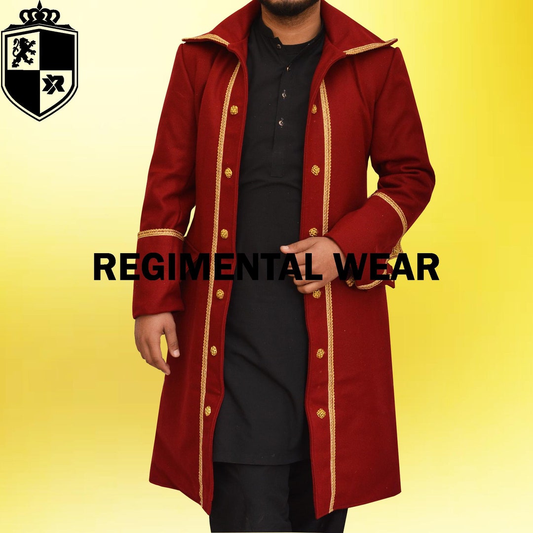 New Men Jack Sparrow Costume Coat, Pirate Frock Coat, 18th Captain ...