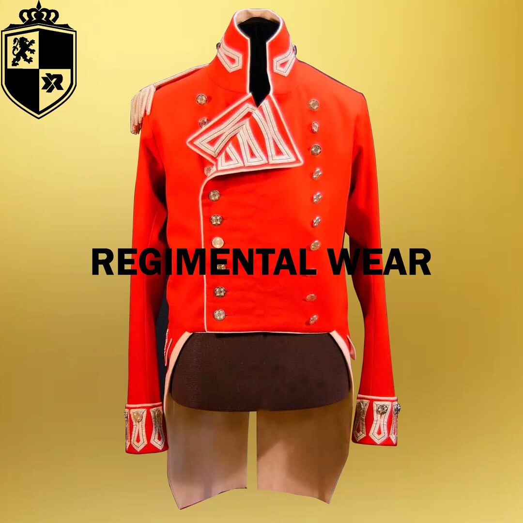 British Foot Guard Jacket: Red Wool Handmade Hussar Tailcoat - Etsy
