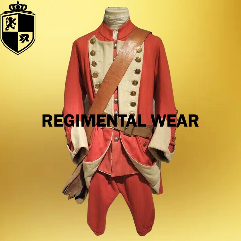 Red Wool Colonial Militia Uniform: Revolutionary War Reenactment Coat ...