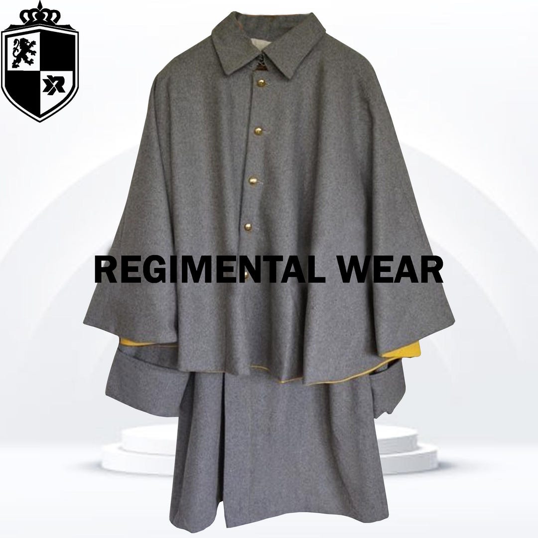 Wool Civil War Greatcoat, Confederate Cavalry, Regency Grey Cape - Etsy
