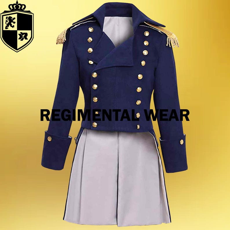 Men Colonial Military Tailcoat, 18th Century Navy Jacket, Costume ...