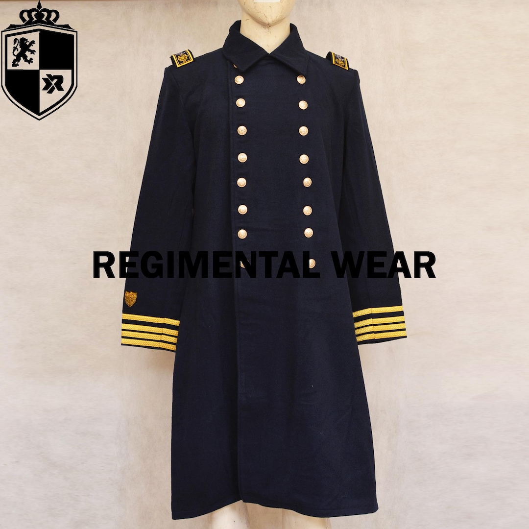 New Men Naval Captain Frock Coat, Military Frock Coat, Napoleon Hussar ...