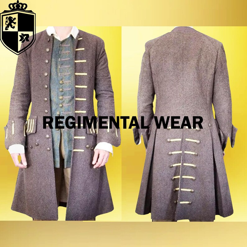 New Grey Colonial Pirate Frock Coat, 18th Century Captain Coat ...