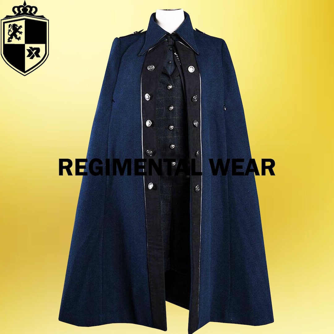 Men's Navy Blue Wool Inverness Cloak - Victorian Military Cape - Etsy