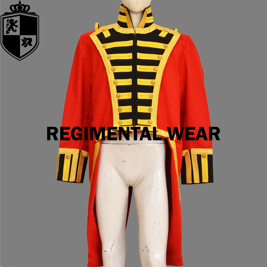 New Men's British Foot Officer Jacket, Military Hussar Tailcoat ...