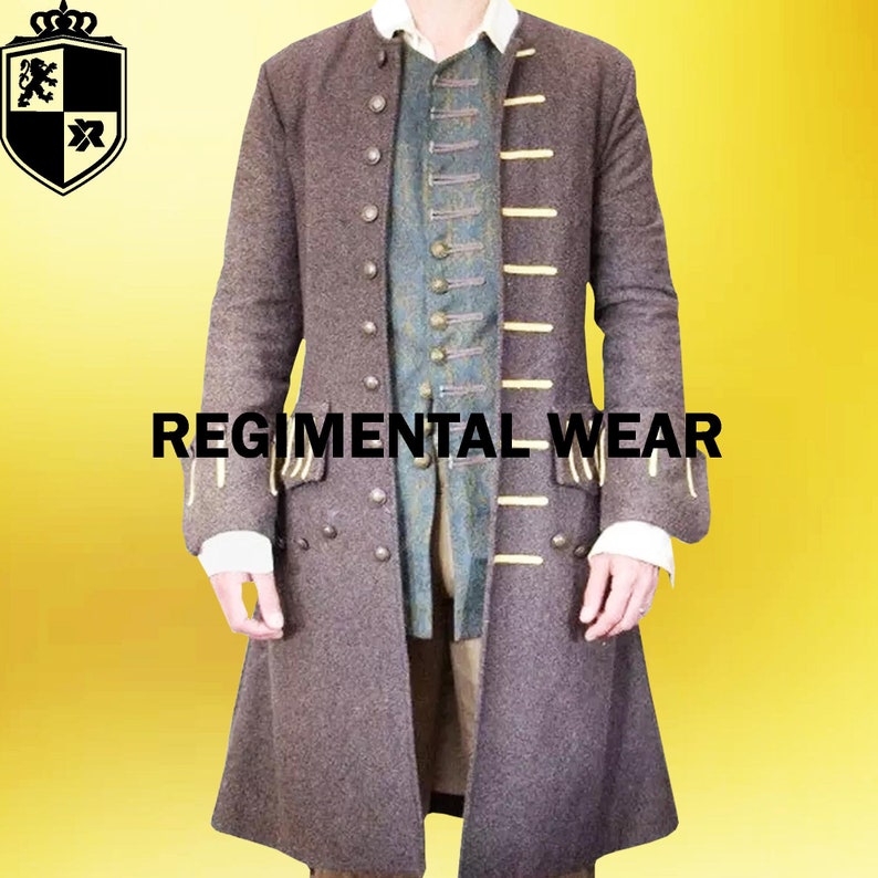New Grey Colonial Pirate Frock Coat, 18th Century Captain Coat ...