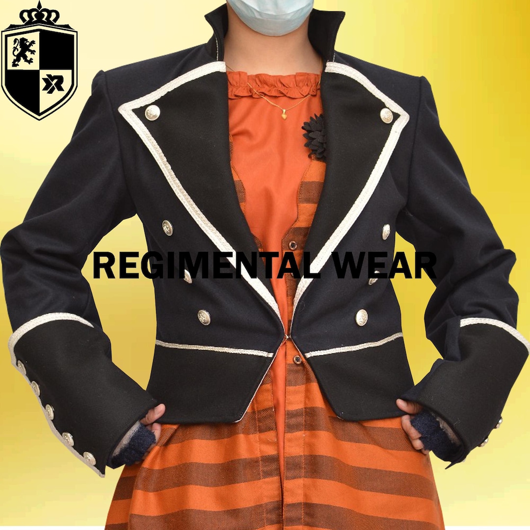 Military Style Ladies Fashion, Black Wool Cavalry Jacket, Regimental ...