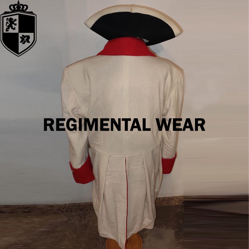 18th Century Colonial Militia Uniform: Handmade White Wool Frock Coat ...