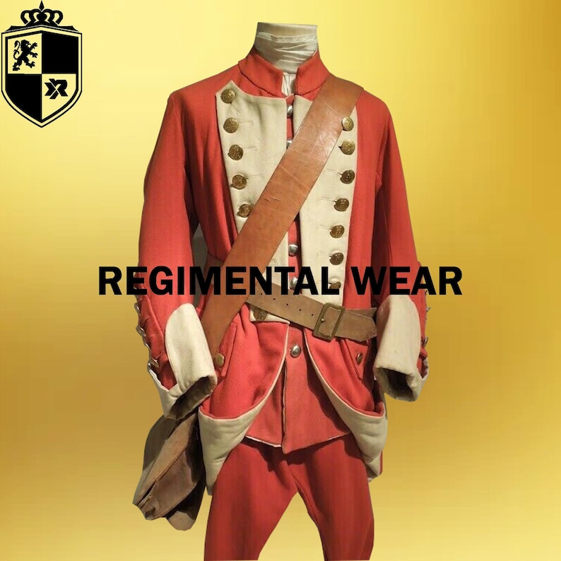Red Wool Colonial Militia Uniform: Revolutionary War Reenactment Coat ...