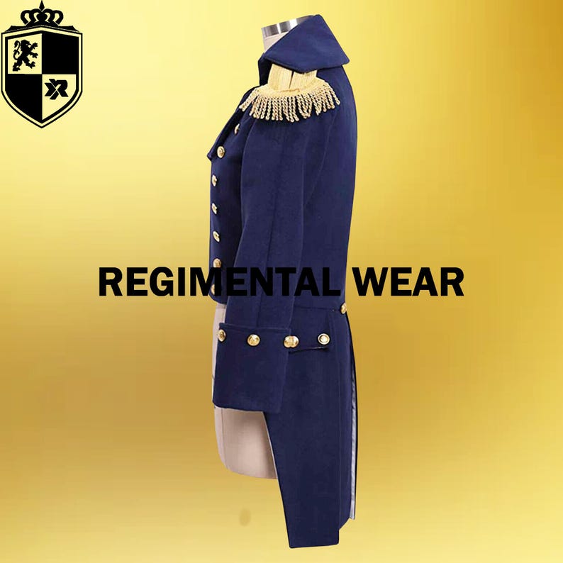 Men Colonial Military Tailcoat, 18th Century Navy Jacket, Costume ...