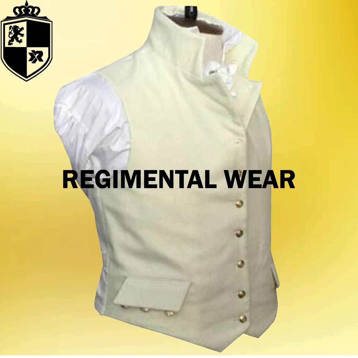 White Wool 18th Century Vest - Regency Military Style - Etsy