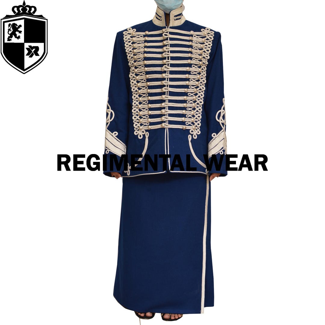 New Blue Wool 1900s Hussar Jacket and Skirt, Princess Hussar Jacket ...