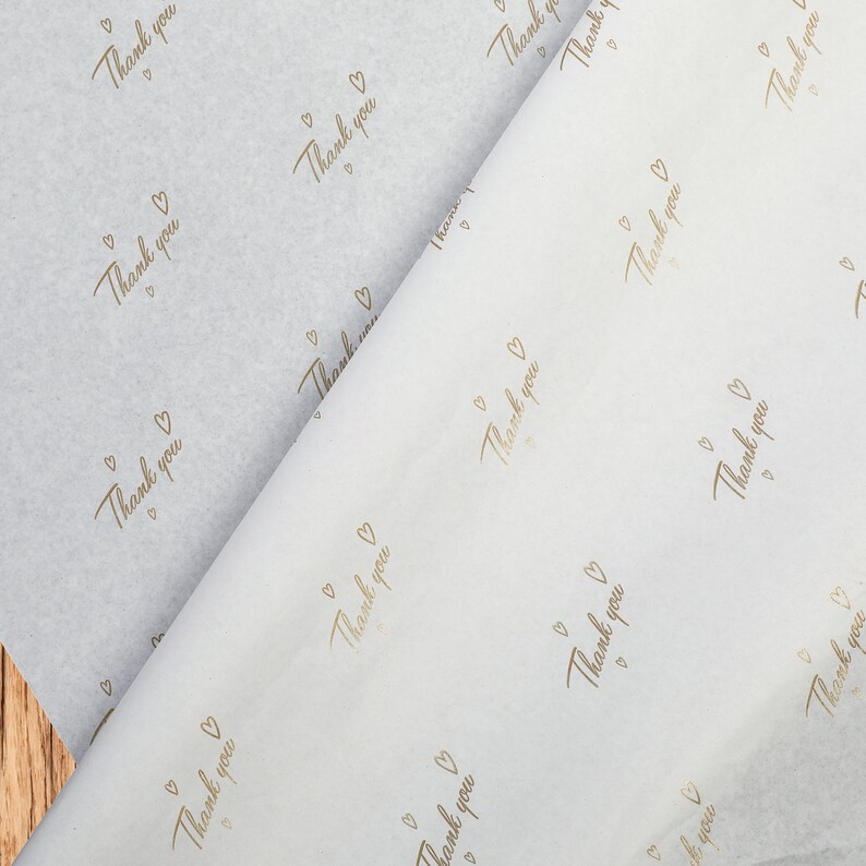 Gold Thank You Fonted Translucent Paper, Sustainable Wrapping Tissue ...