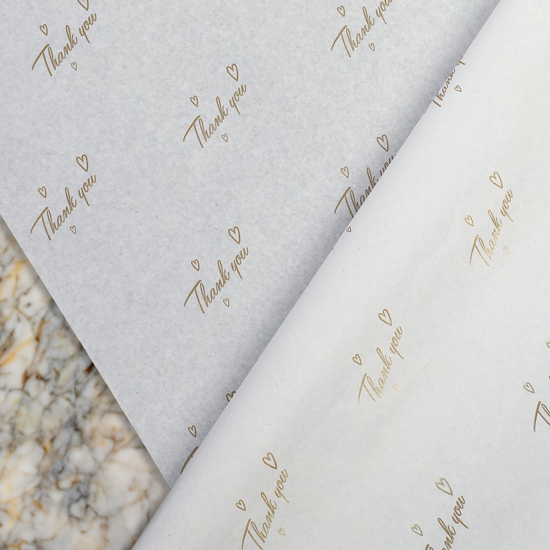 Gold Thank You Fonted Translucent Paper, Sustainable Wrapping Tissue ...