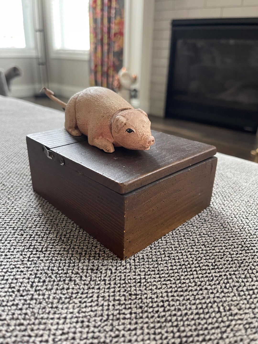 Primitive Mechanical Wooden Trinket Box With Pig That Opens - Etsy