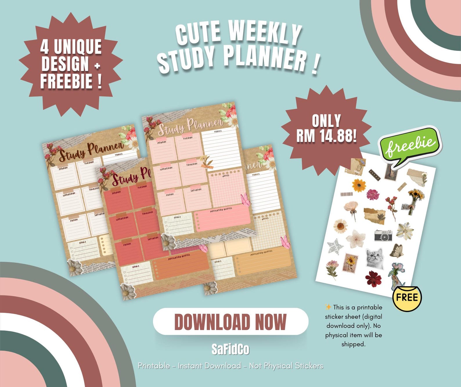 Minimalist Study Planner PDF | Printable | Student Organizer | FREE ...